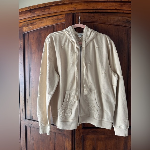 Sundance | Tops | Sundance Nwt Cream Embroidered Zip Hoodie L | Poshmark